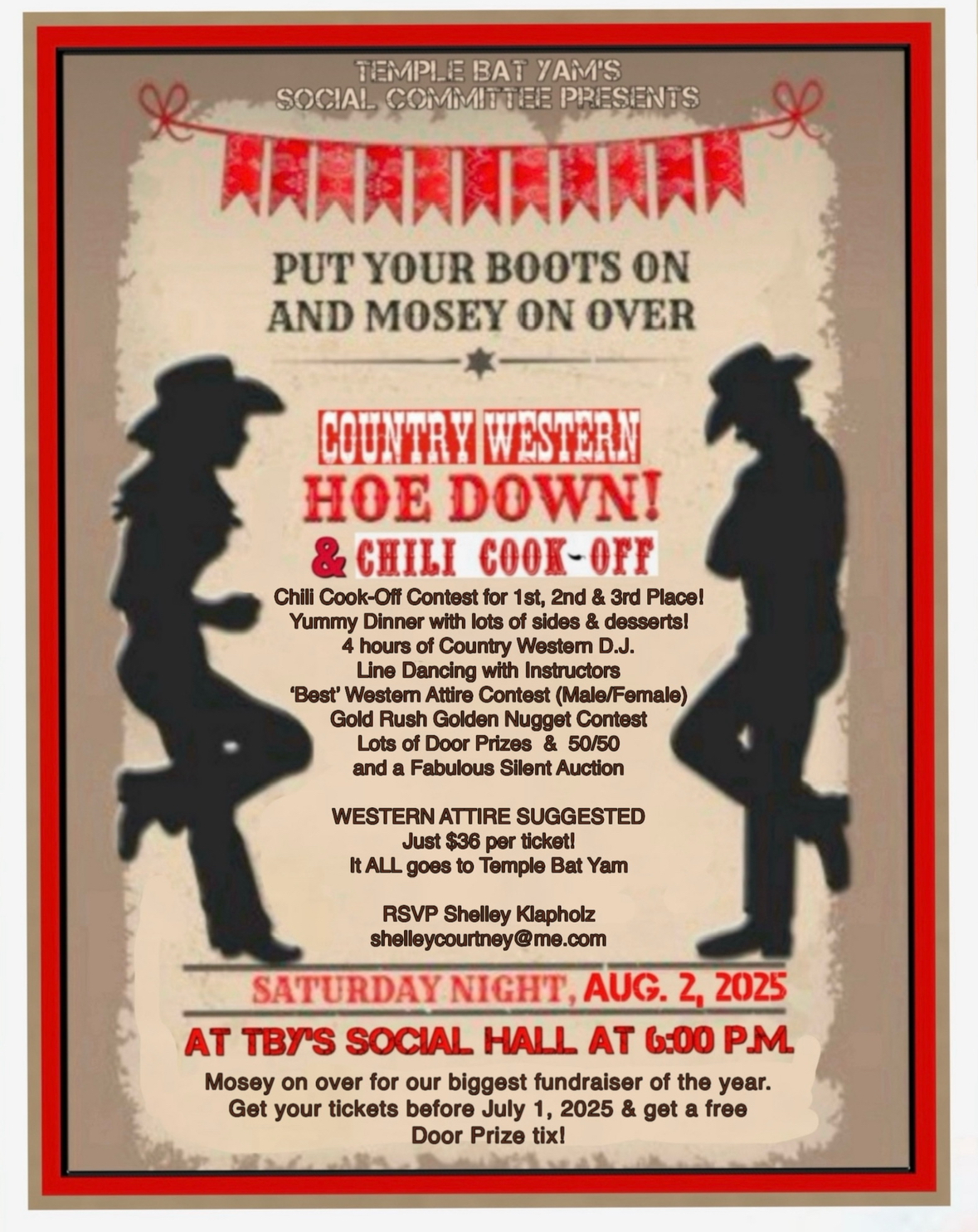 "COUNTRY WESTERN HOEDOWN & CHILI COOK-OFF" - Temple Bat Yam-OC